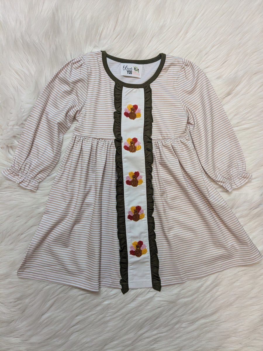 Fuzzy Turkey Dress – Olive You Kids Clothing